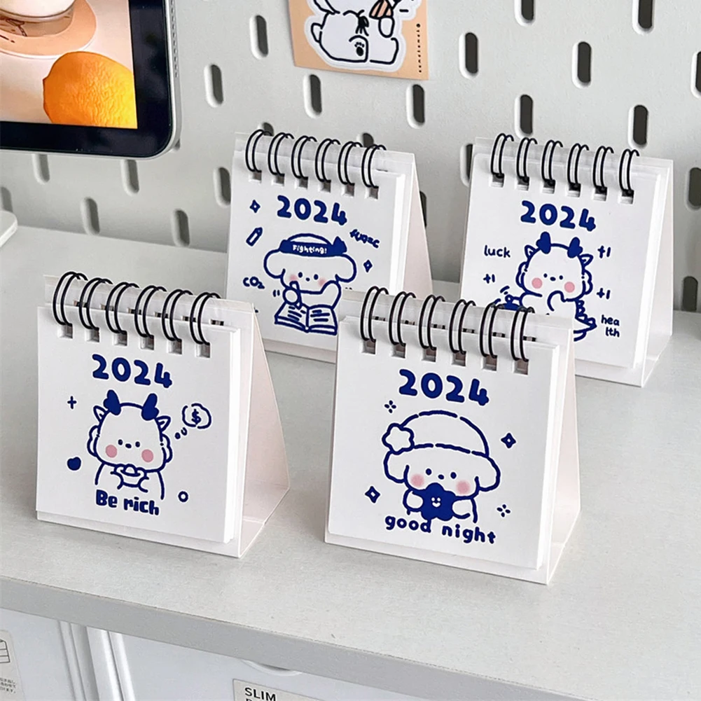 2024-Small-White-Color-Cartoon-Calendar-Stylish-Tabletop-Calendars ...