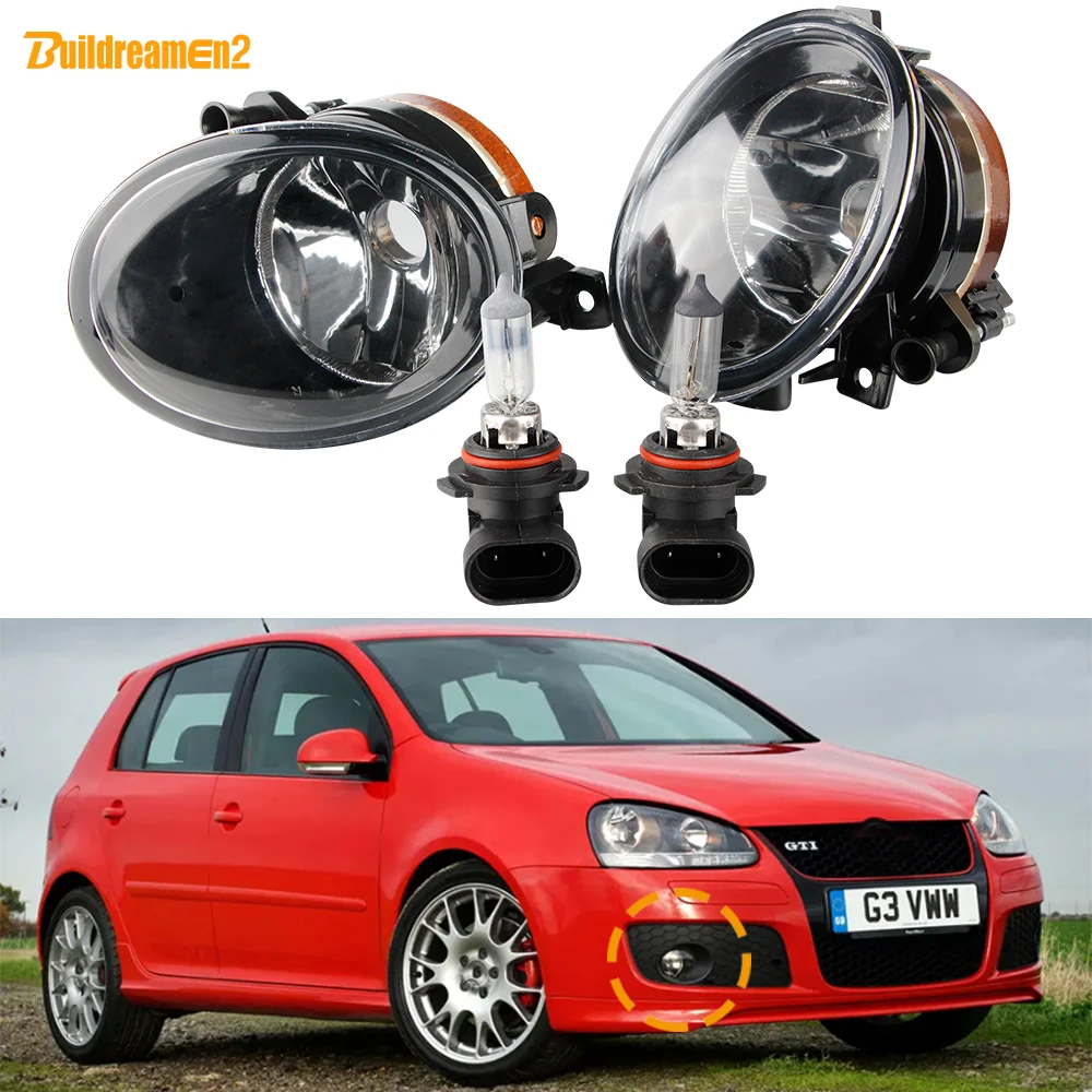 2 X Car Front Fog Light Lampshade + Halogen Bulb 9006 For Volkswagen VW ...