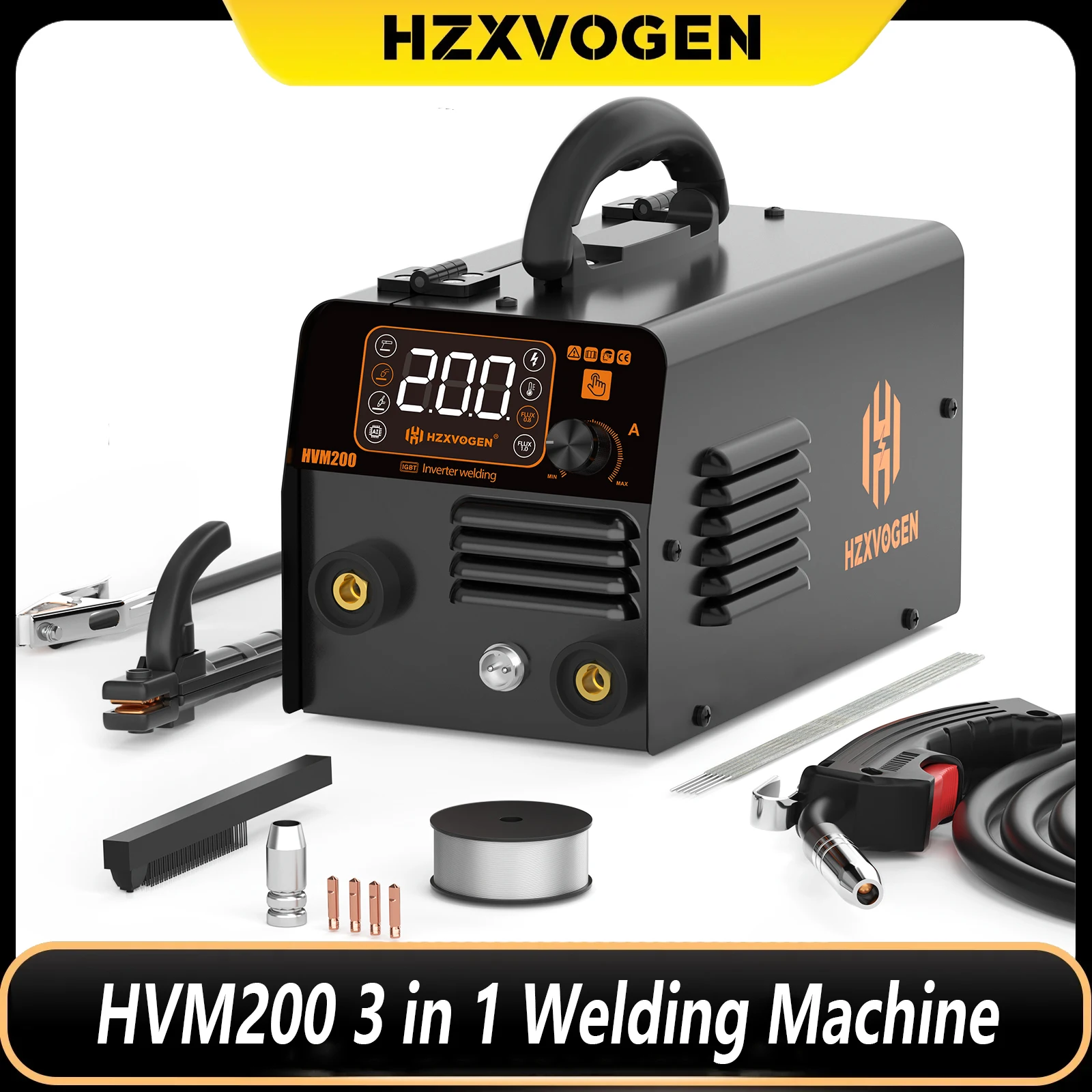 HZXVOGEN-3-in1-HVM200-Semi-Automatic-MMA-Mig-Welding-Machine-Inverter ...