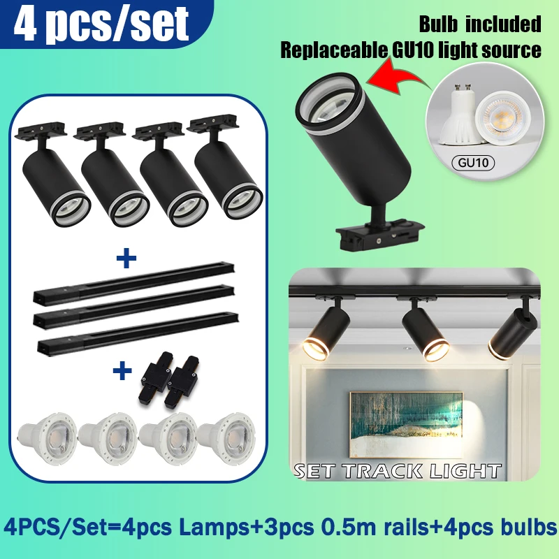 GU10-Track-Light-Set-Track-Lighting-Wall-Lamp-Rail-110V-Spot-Lights-Led-Spotlight-Fixture ...