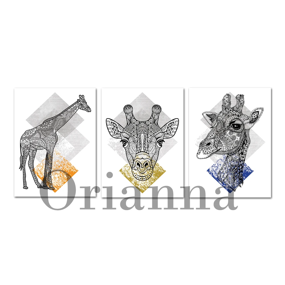 Aztec Giraffe Head Drawings