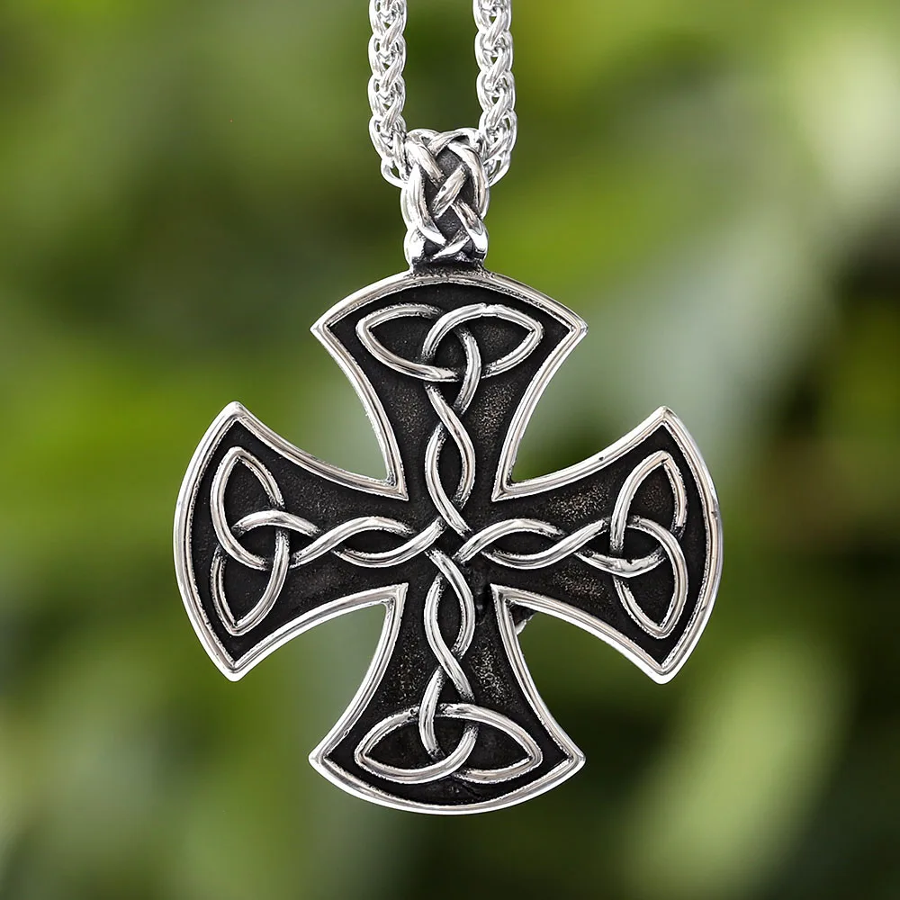 Collar-de-acero-de-titanio-para-Hombre-colgante-de-Cruz-Celta-cadena ...