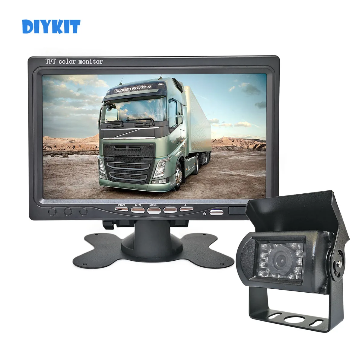 Diykit 7 polegada tft lcd monitor de visão traseira do carro hd 4pin ir ...