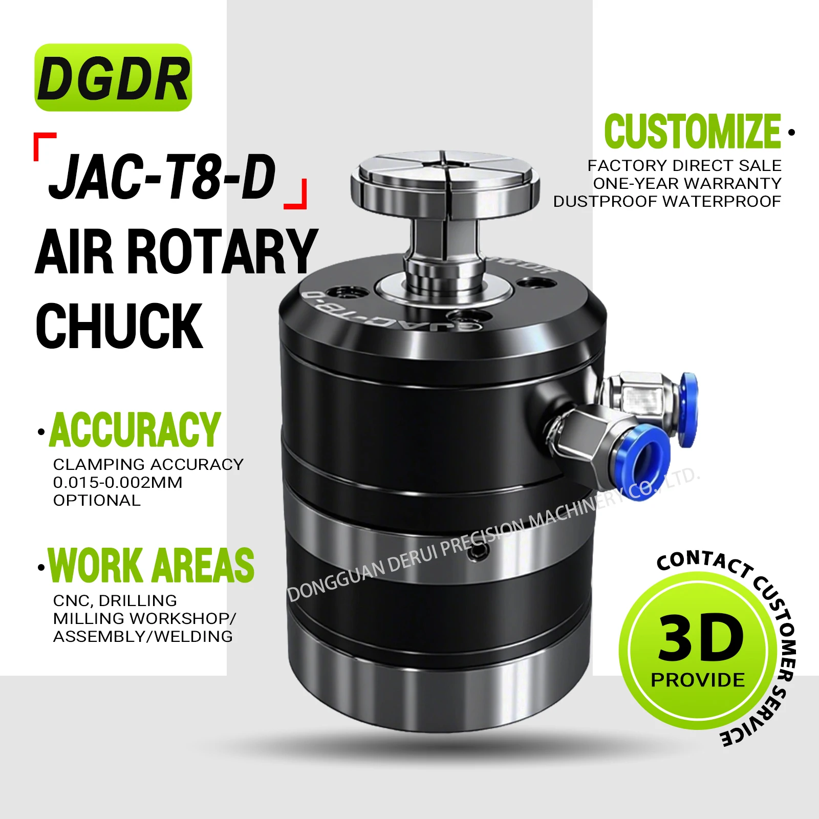 Small pneumatic rotating chucks, mini pneumatic chuck bases, JAC-T8-D ...
