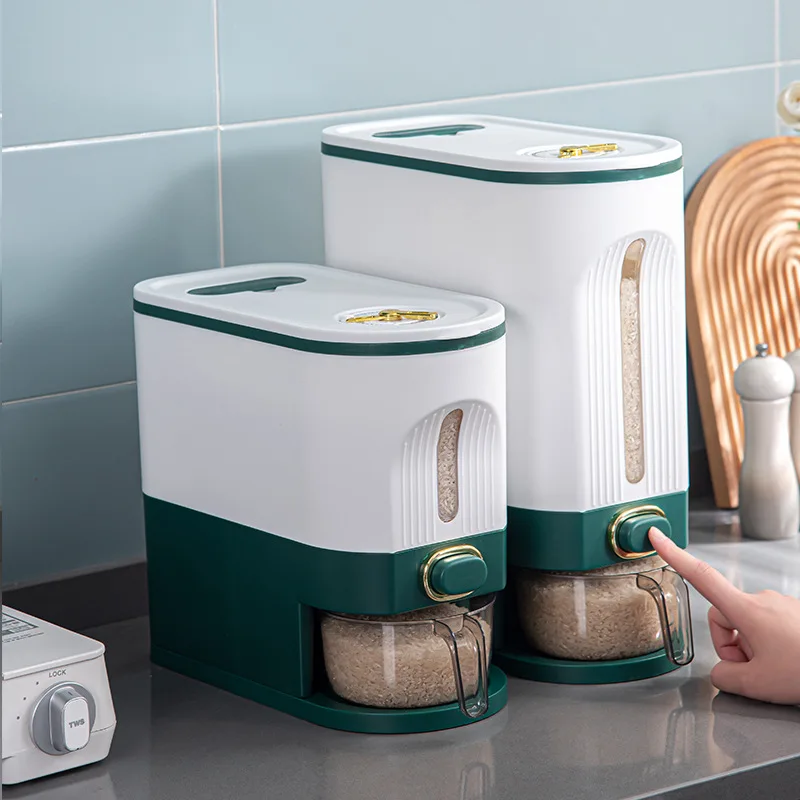 Storage-Rice-Dispenser-Kitchen-Large-Capacity-Grain-Container-with-Lid ...