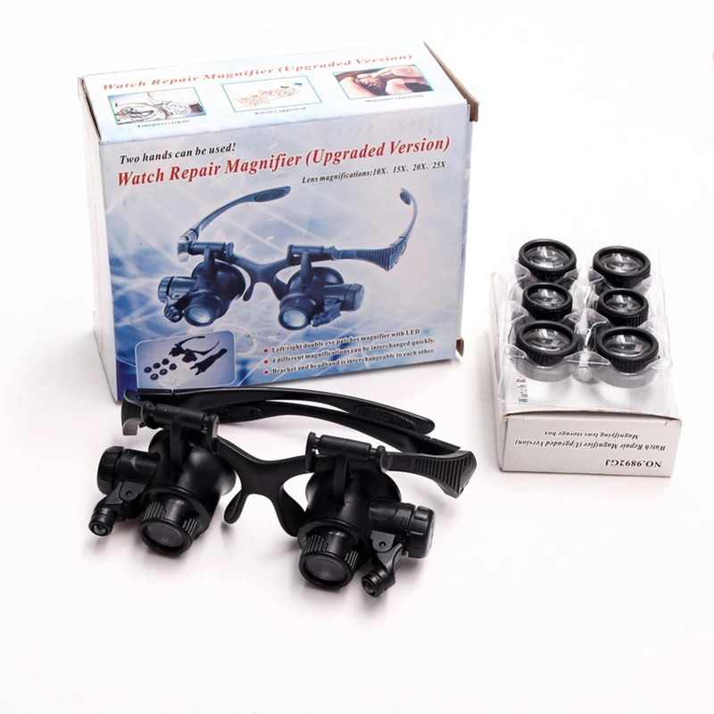 10X-15X-20X-25X-Double-Eye-Loupe-Head-Wearing-Magnifier-Eye-Glasses ...