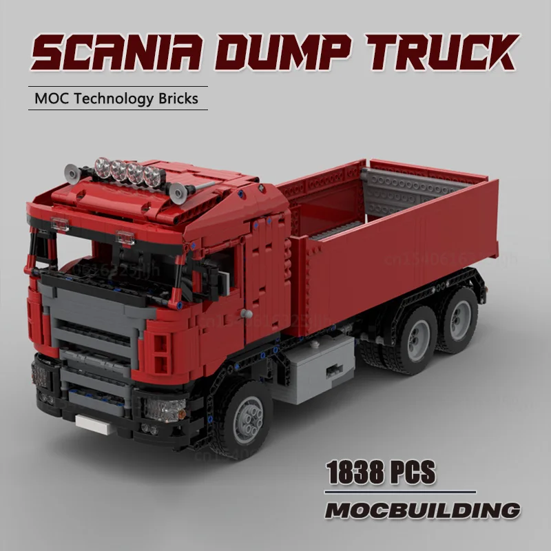 MOC Building Blocks RC Red Scania Dump Transport Trucks Technology ...