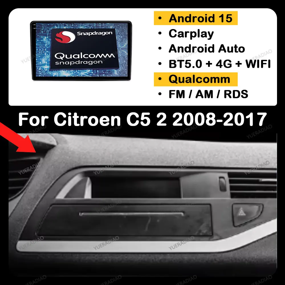 Android 15 Carplay Auto For Citroen C5 2008 2009 2010 2011 - 2017 ...