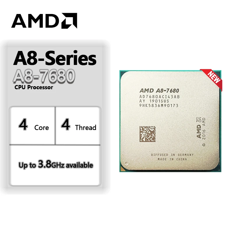 AMD A8 Series A8 7680 A8 7680 3.5GHz Quad Core Quad Thread CPU Processor AD7680ACI43AB 45W ...