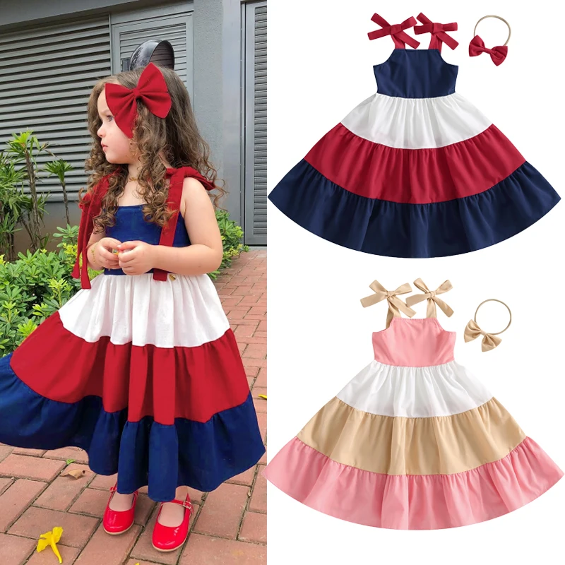3-Colors-Summer-Fashion-Kids-Girls-Dress-Color-Match-Tie-Up-Shoulder ...