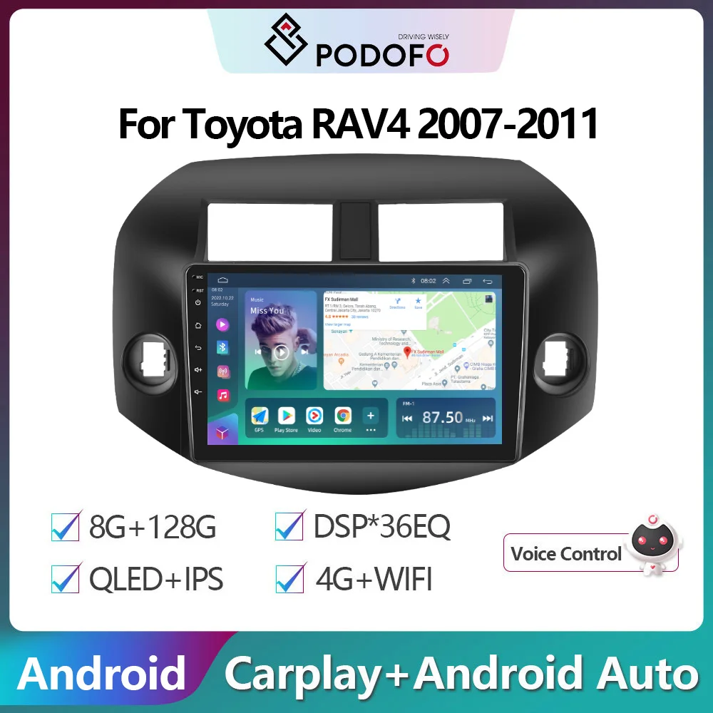 Podofo-Android-4G-WiFi-Car-Radio-For-Toyota-RAV4-2007-2011-8-128G ...