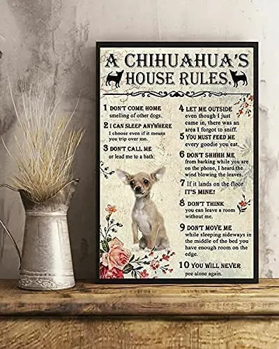 A-Chihuahua-s-House-Rules-for-Dog-Lovers-Iron-Poster-Wall-Poster-Plaque ...