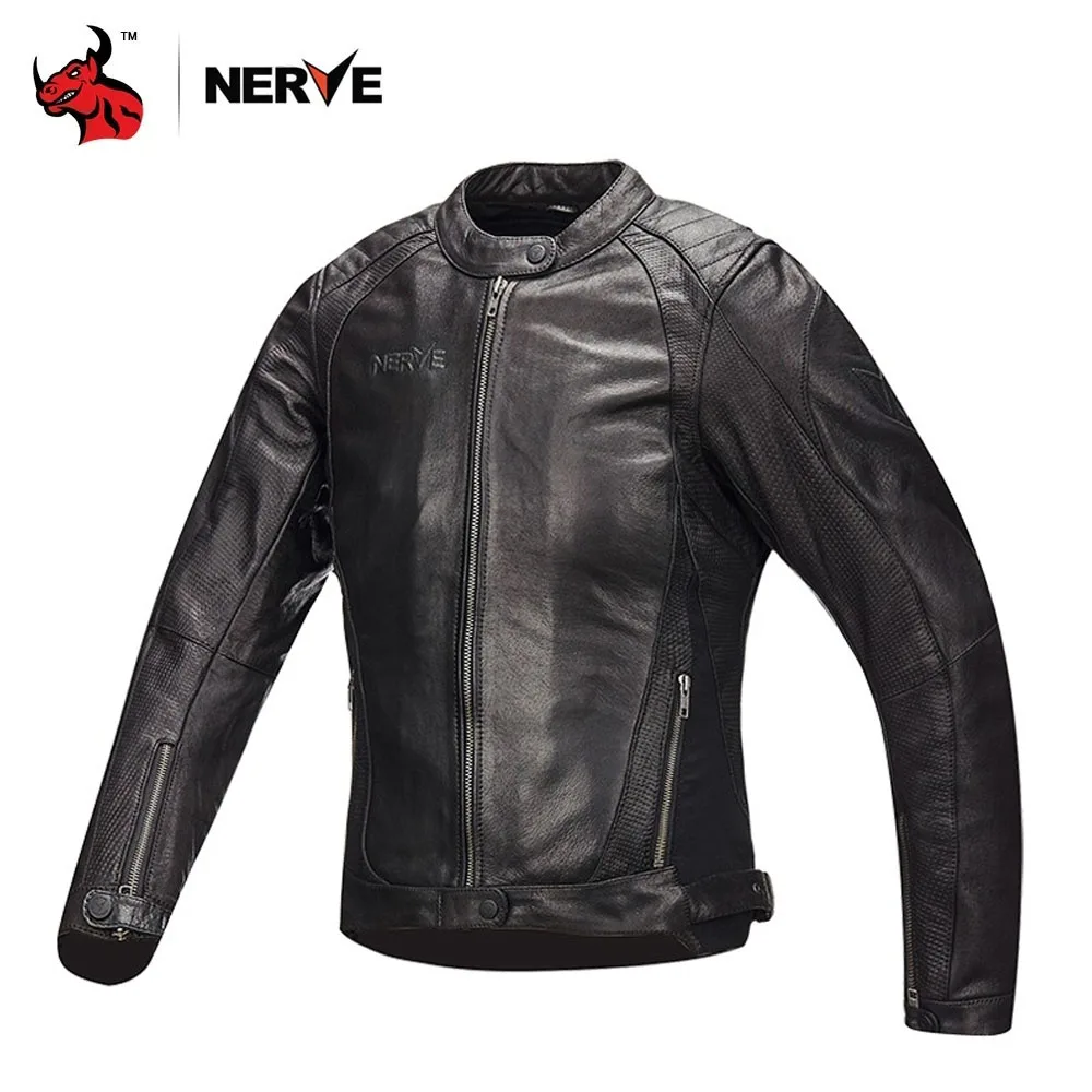 Nerve Motorcycle Retro Riding Leather Jacket Men And Women Anti-drop ...