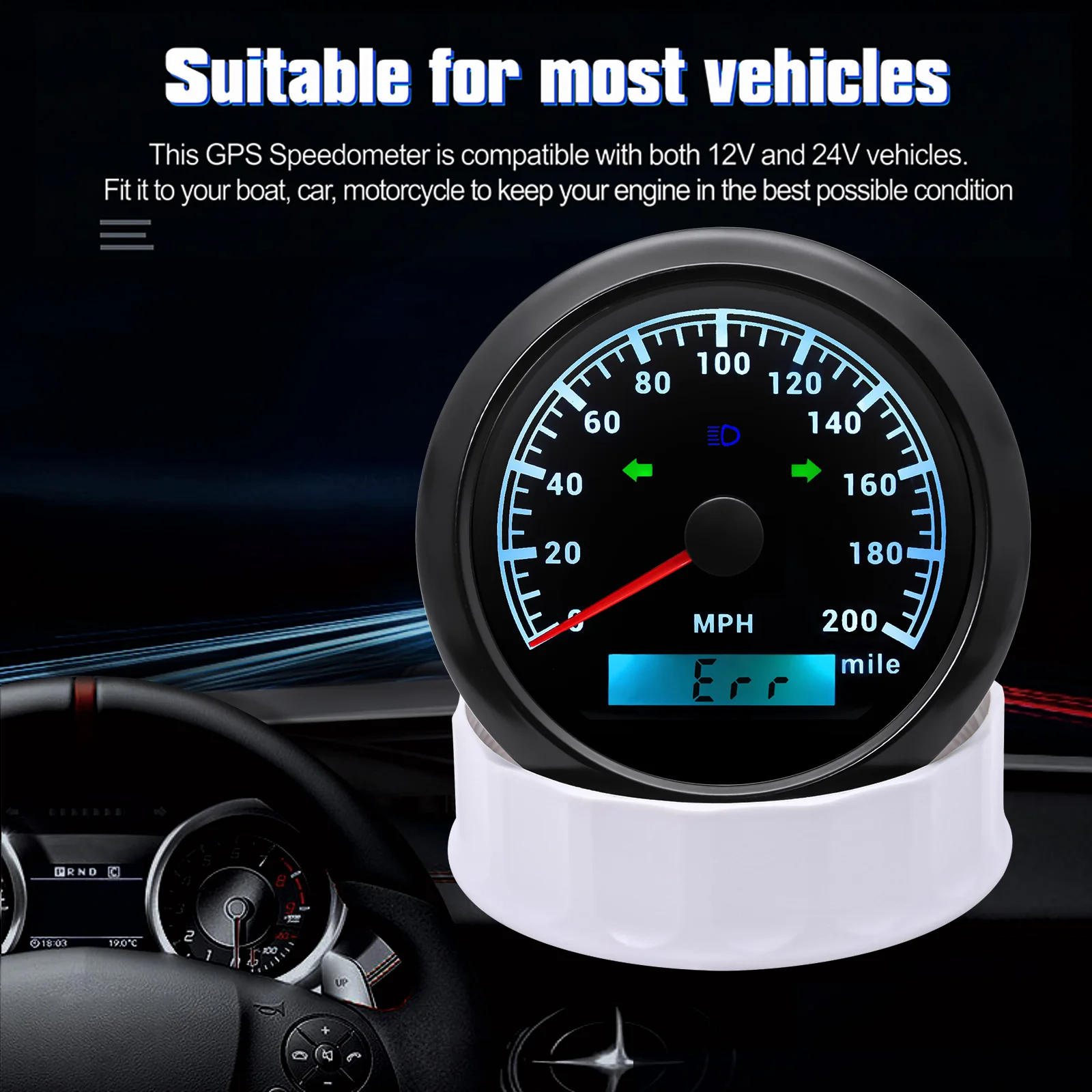 Velocímetro con GPS para motocicleta, medidor de velocidad de 0 200MPH ...