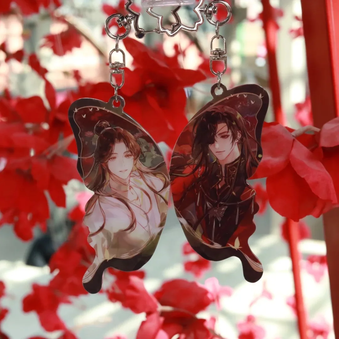 Tian Guan Ci Fu Butterfly Anime Keychain Xie Lian Hua Cheng Acrylic Key ...