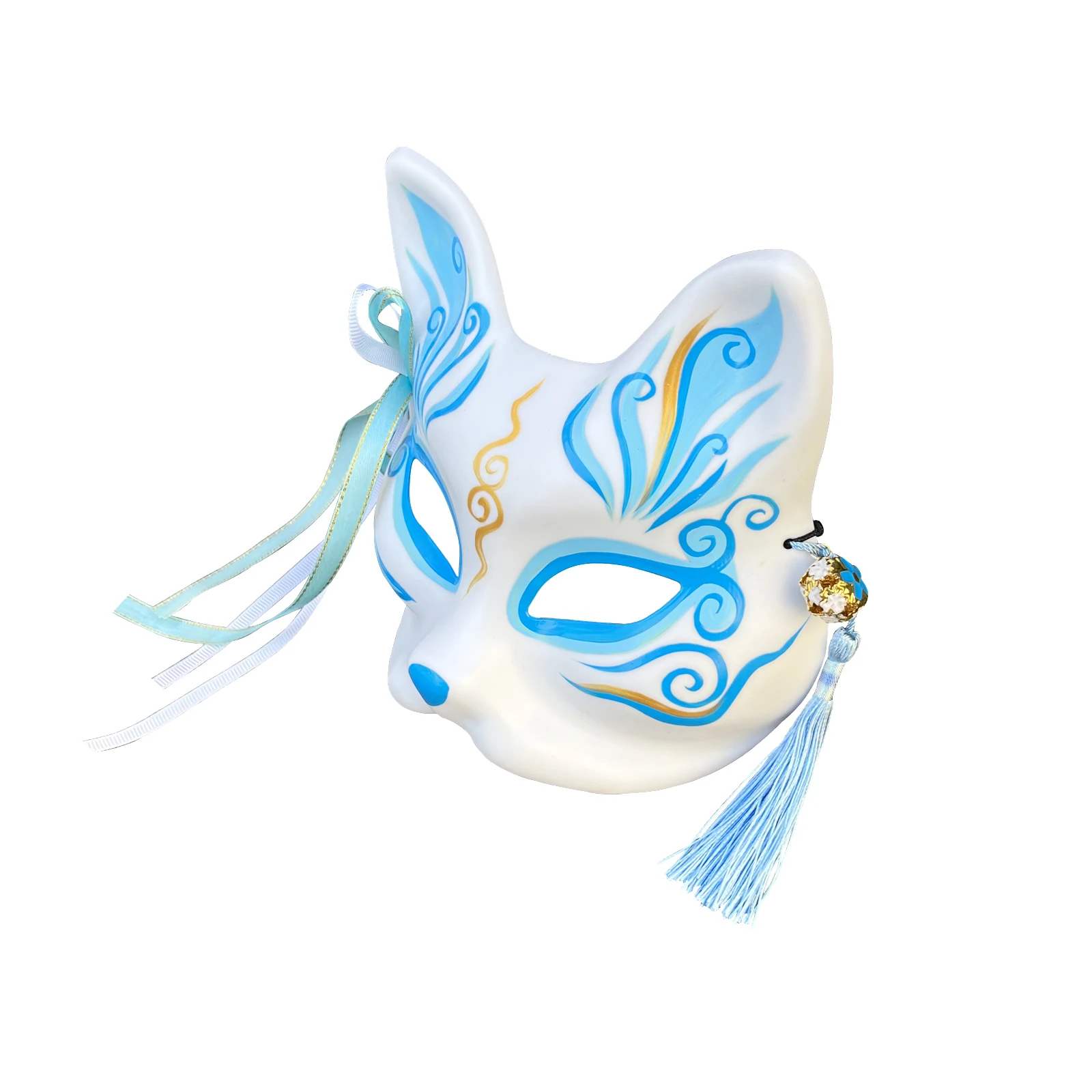 HandPainted Kitsune Mask Blue for Kimono Costume | Kitsune Masks