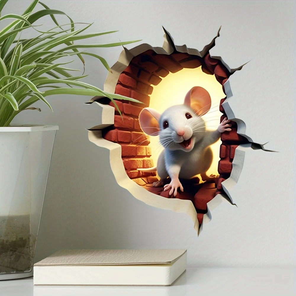 2pcs Broken Wall Mouse Hole Wall Stickers for Corner Living Room ...
