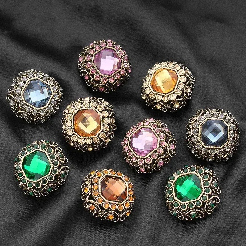 6pcs Decorative Metal Diamond Vintage Gem Button For Clothes Coat ...