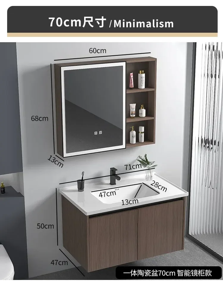 Mới Màu Đen Gỗ Óc Chó Màu Tủ Nhôm Vanity Với Samrt Tủ Gương Phòng Tắm ...