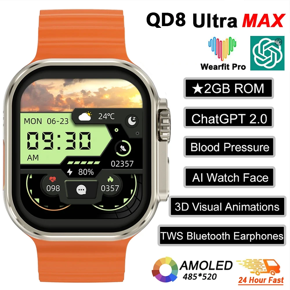 2024-QD8-Ultra-Max-Smart-Watch-Men-AMOLED-Screen-ChatGPT-NFC-Bluetooth ...
