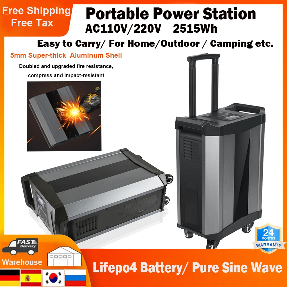 2000W-2515Wh-Portable-Charging-Station-Power-Bank-Lifepo4-Battery-Pure ...