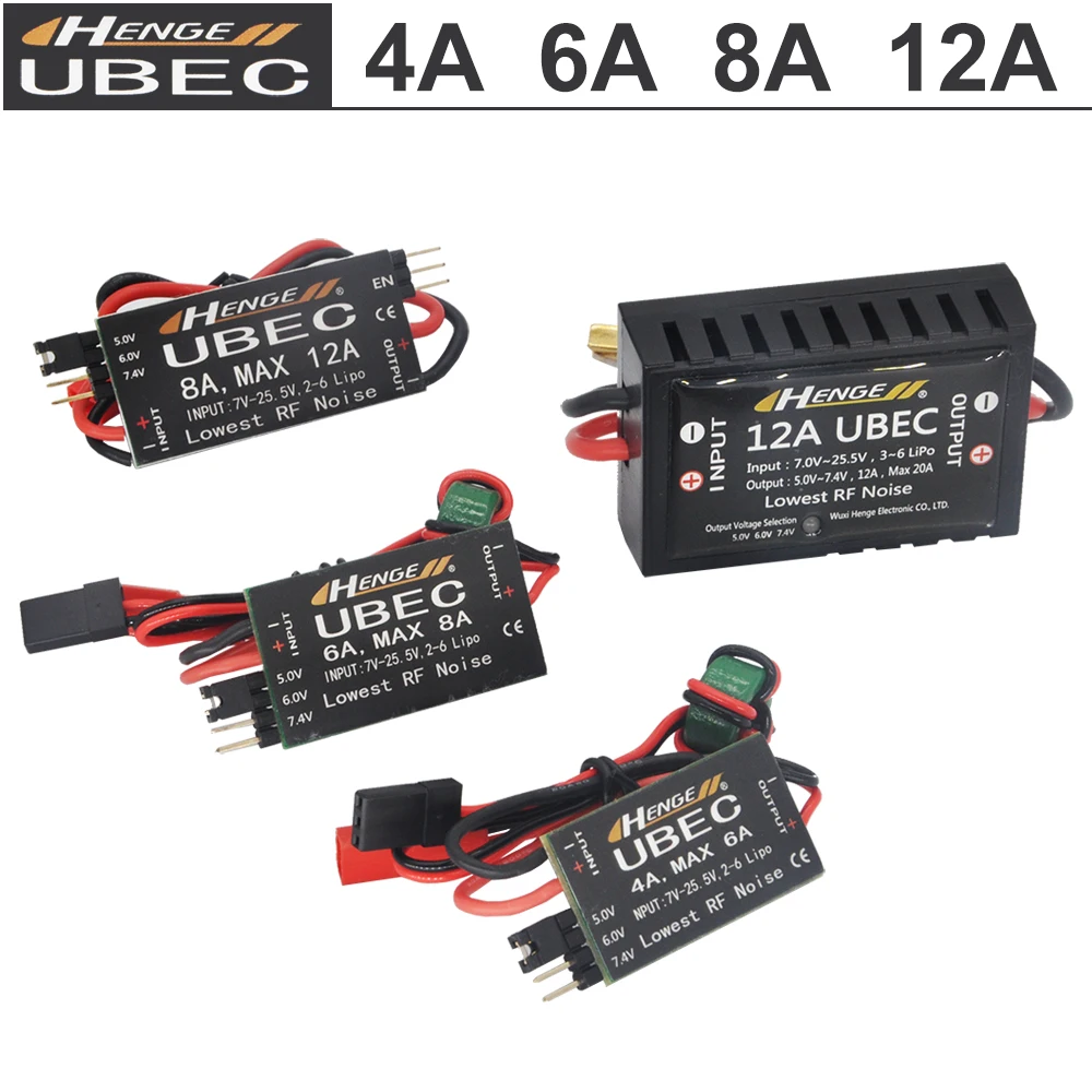 Henge 4A/ 6A/ 8A/ 12A UBEC Output 5V/6V/7.4V Inport 7V-25.5V 2-6S Lipo ...
