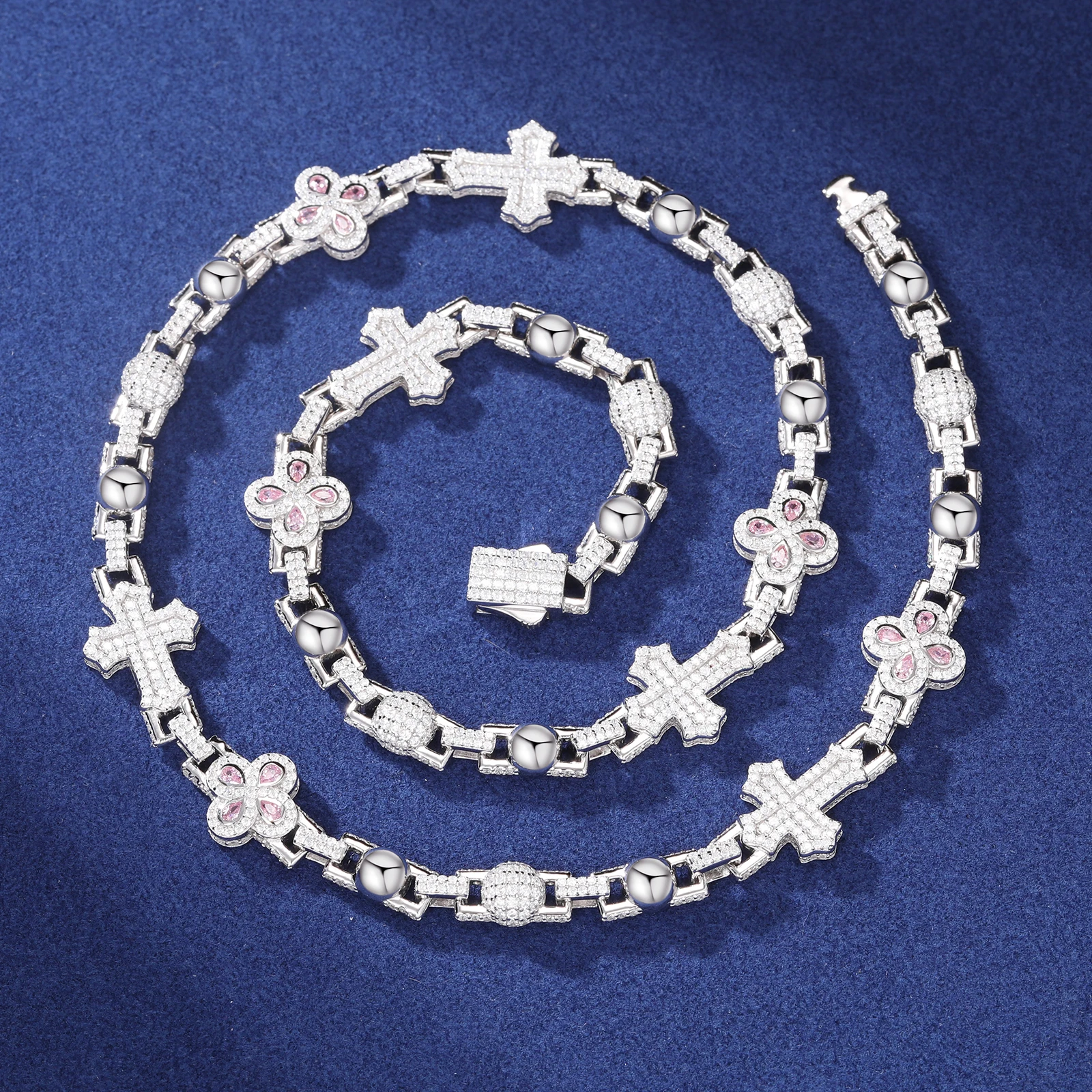 New-Original-Pandora-925-Silver-Flower-Cross-Necklace-Chain-for-Women ...