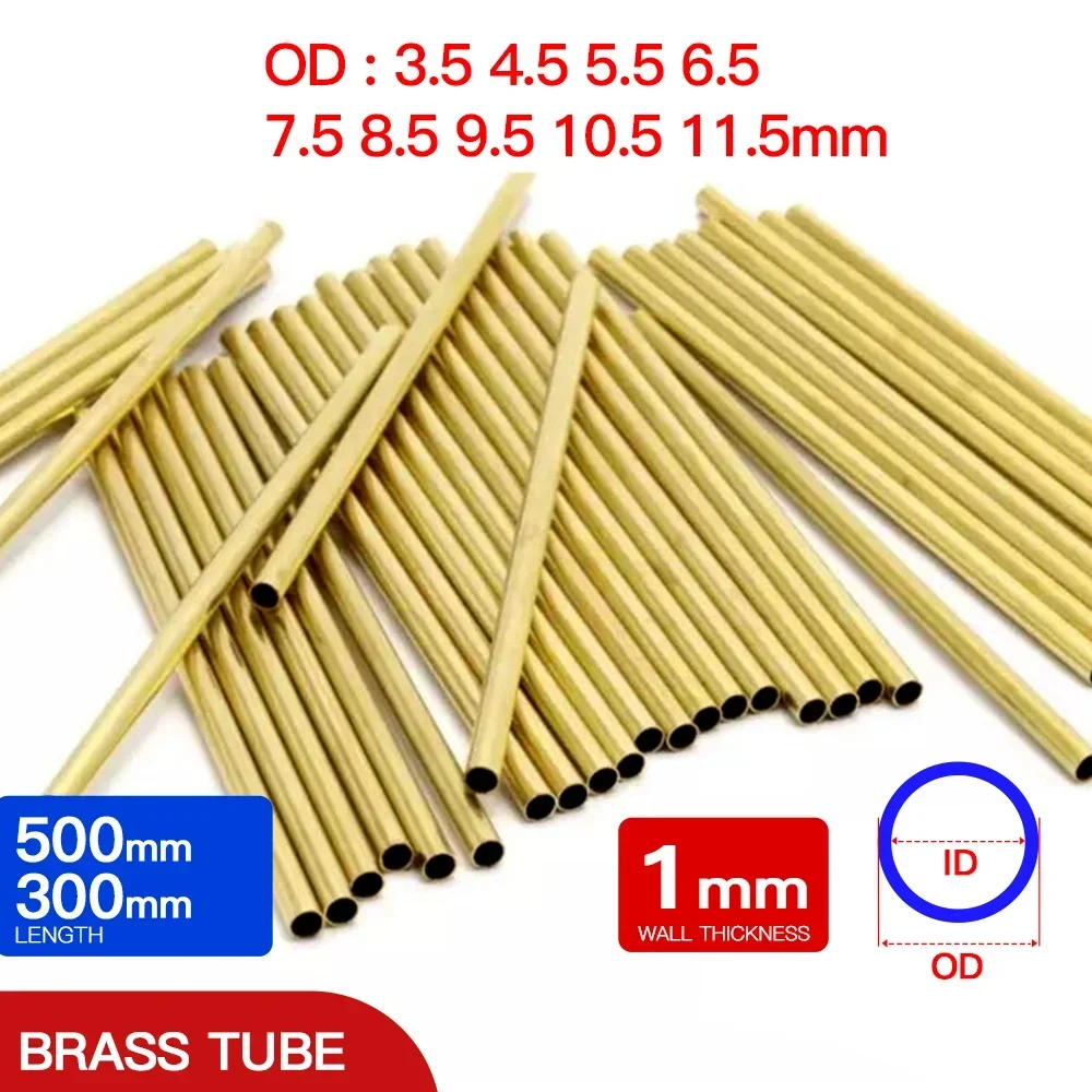 Brass-pipe-1mm-wall-thickness-3-5-11-5mm-OD-brass-tube-300-500mm-length ...