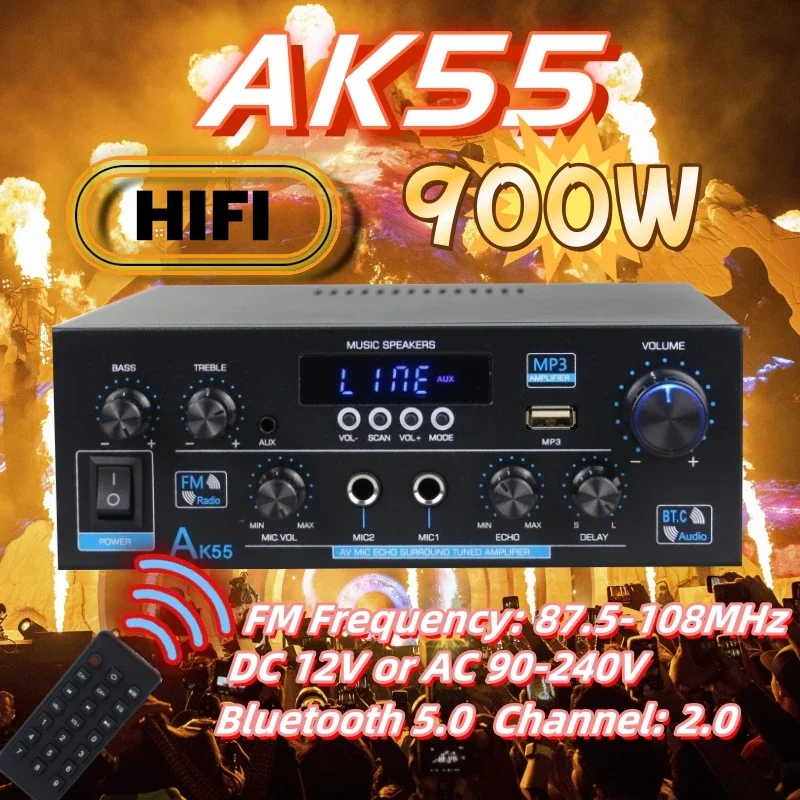 For-AK55-900W-Sound-Amplifiers-Bluetooth-Digital-Amplifier-for-Home-Car ...