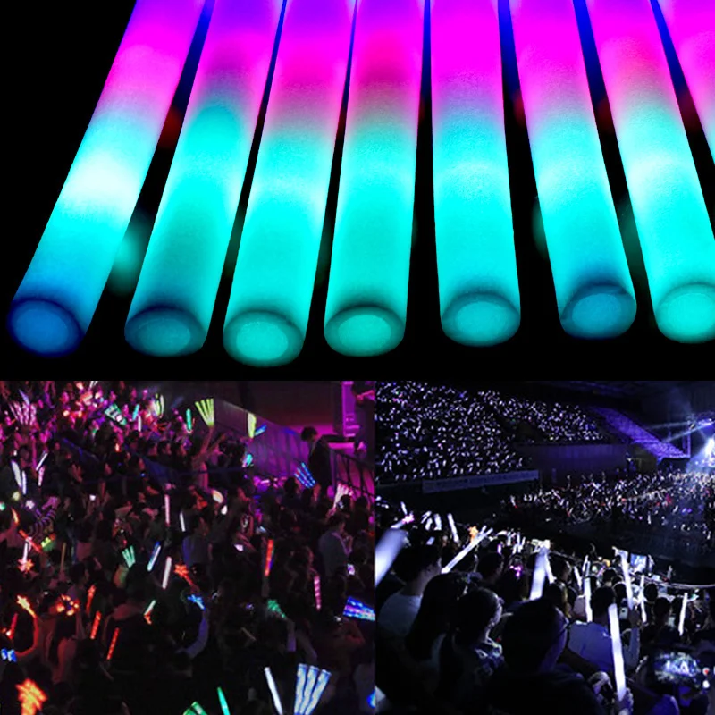Led-Luminous-Sticks-Foam-Glow-Stick-Party-Rave-Rgb-Fluorescent-Dark ...