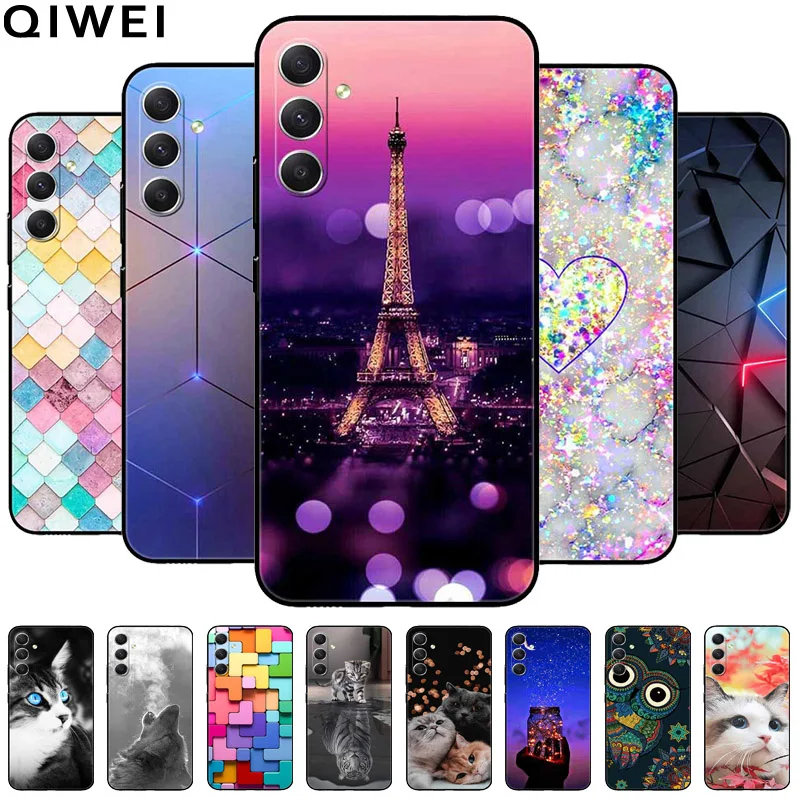 For Samsung Galaxy A16 Case Lovely Black Silicon TPU Soft Phone Cover ...