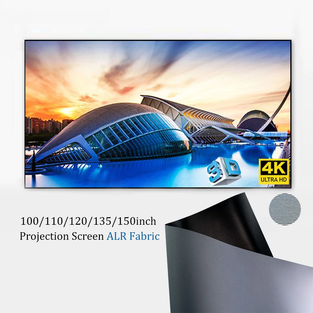 100 150 polegada Tela de Projeção Tecido Refletivo Sem Quadro ALR ...