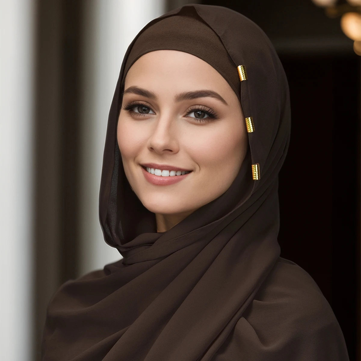 Solid Chiffon Hijab With Scarf Buckle Set Muslim Woman Hijabs Shawls ...