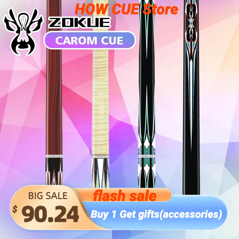 Zokue Carom Cue Billiard Cue Korean 12mm Sky-fay Tip 142 Cm Hard Maple ...