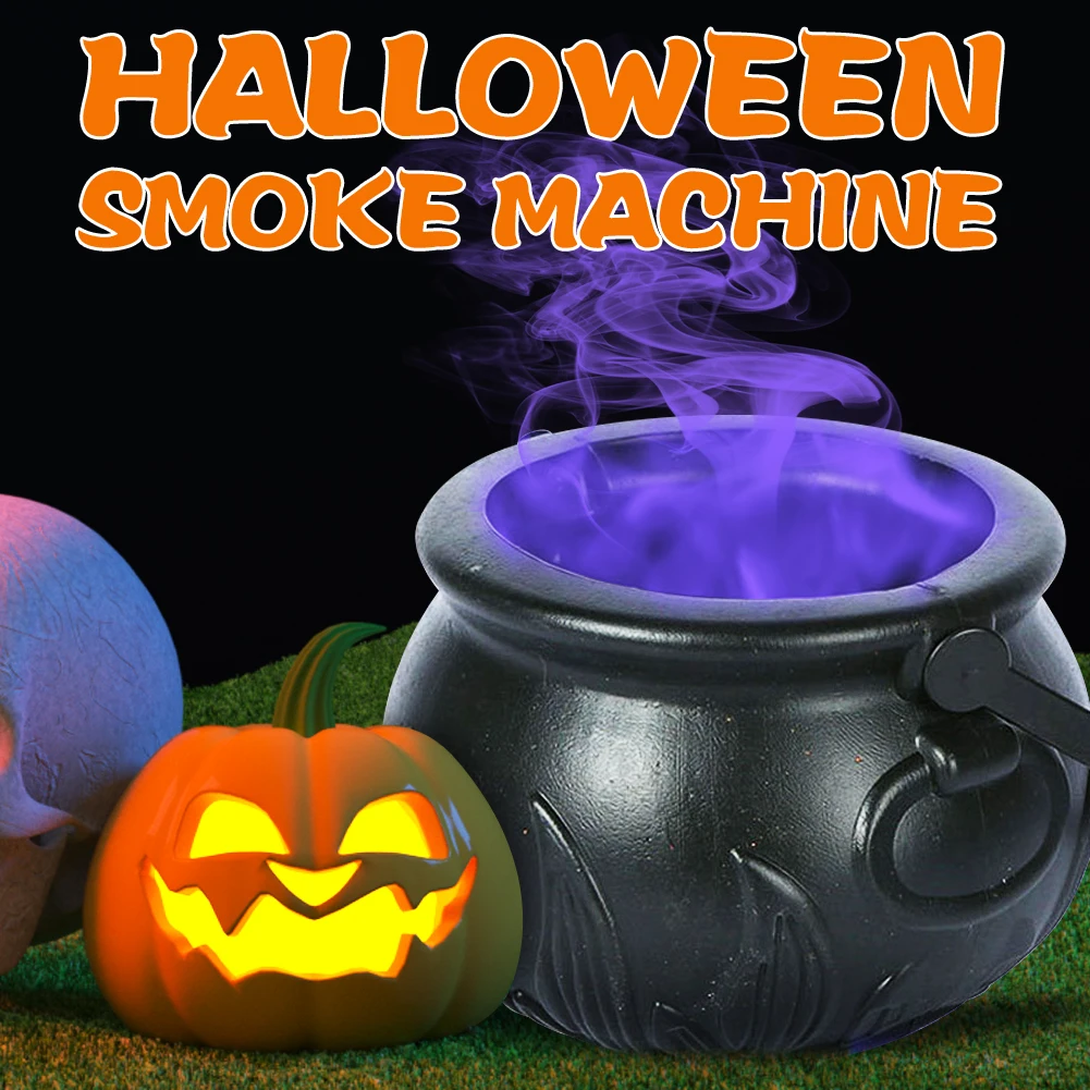 Halloween Smoke Machine Fog Mist Maker Witch Cauldron Holder Jar Color ...