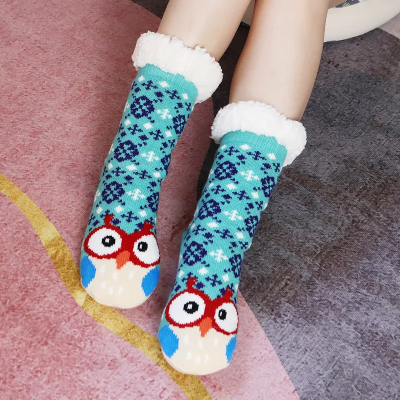 Fuzzy thermal Socks Women Winter Funny Cat Dog Cute Kawaii Non Slip ...
