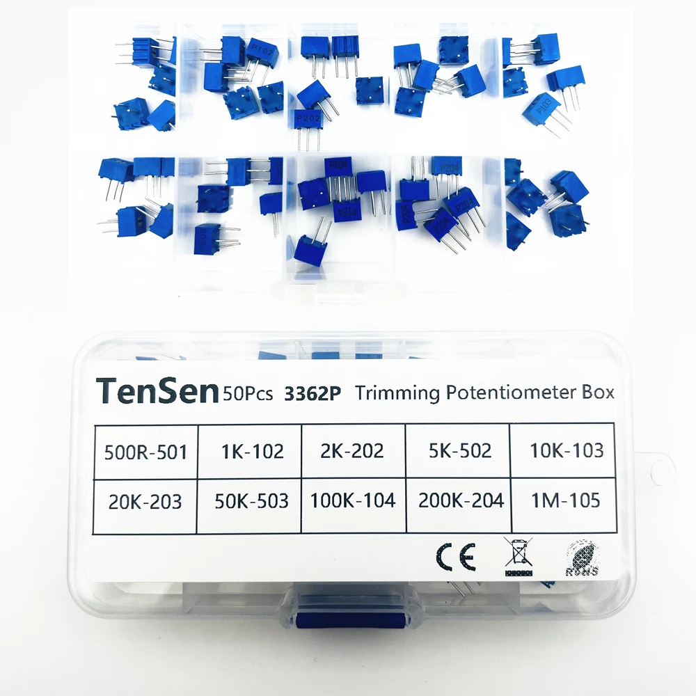 50pcs/lot 3362P Multiturn Trimmer Potentiometer Kit High Precision 500R ...