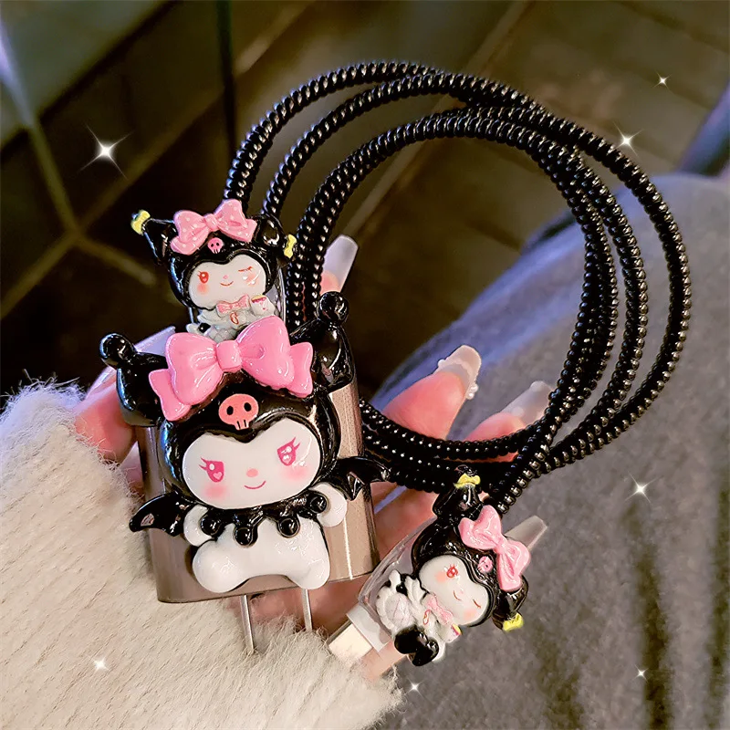 Cute Kuromi Charger Protector Cable Organiser For iPhone 15 14 13 Pro ...
