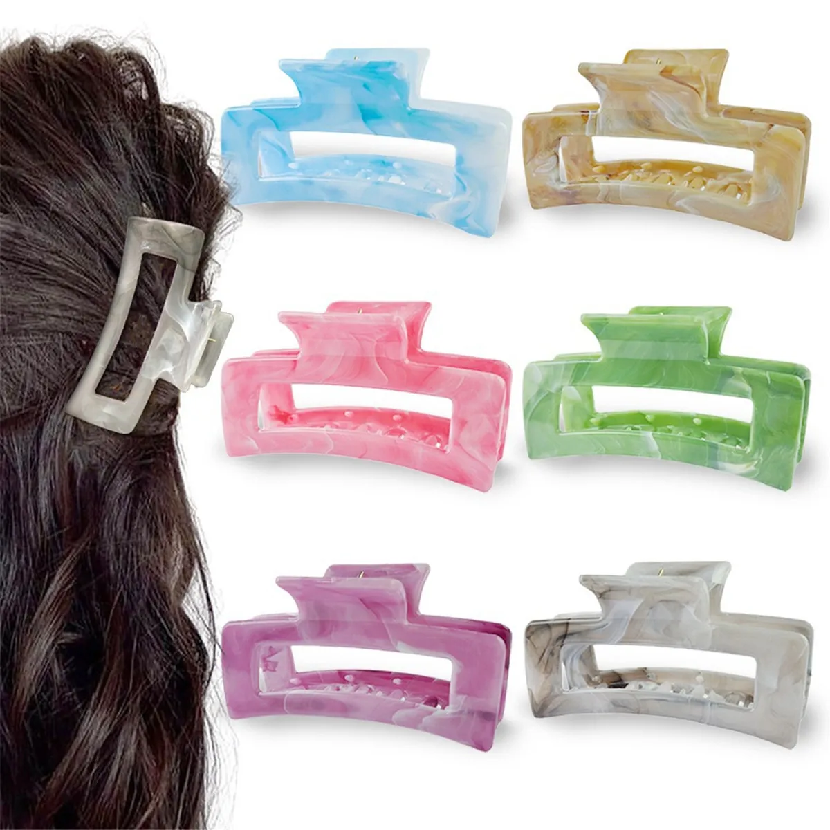 Large-Hair-Claw-Clips-Hollow-Square-Hair-Clips-For-Hair-Strong-Hold ...