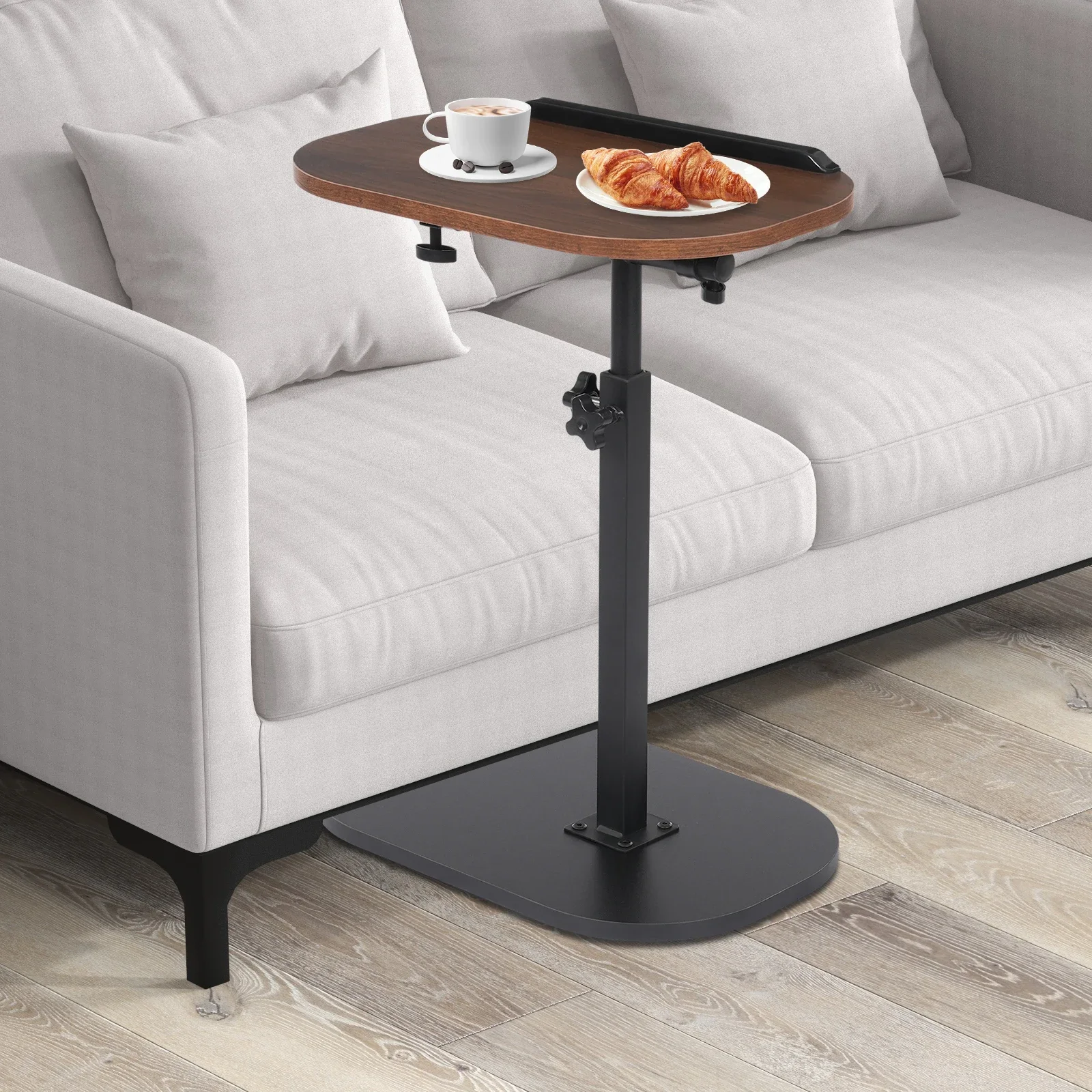 C-Shaped Side Table with Adjustable Height, 360° Swivel & 320° Tilt ...