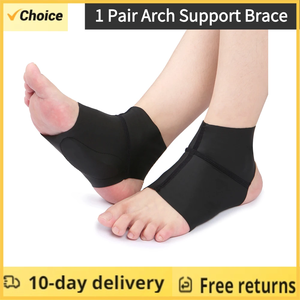 1 Pair Arch Support Brace with Gel Ankle Protector Flat Foot Socks with ...
