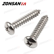 Zonsanta-丸頭セルフタッピングネジ,m1.4 m1.7 m2 m2.2 m2.6 m3 m3.5 m4 m5 m6,ステンレス鋼304