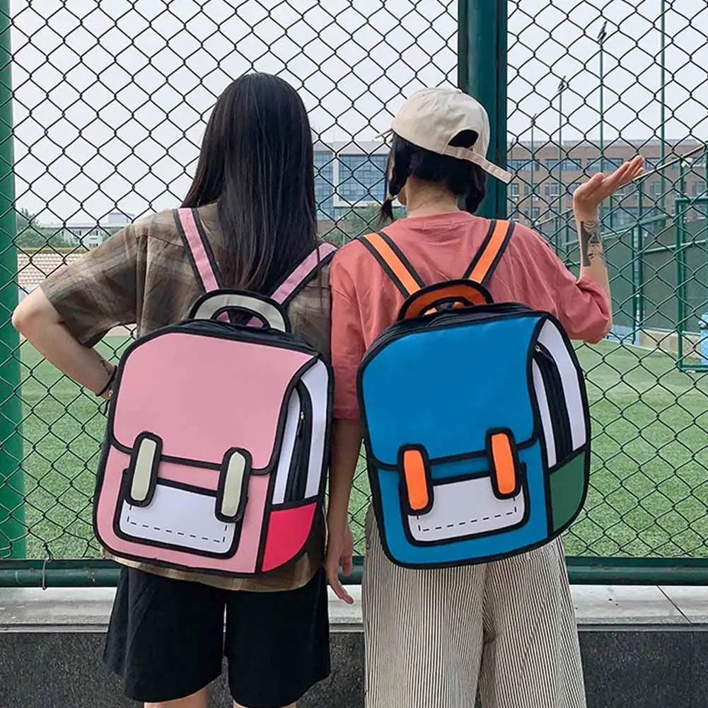 Oxford Cloth Bags Girls Boys Jump Style 3D Backpack 16Inch 2D Drawing ...