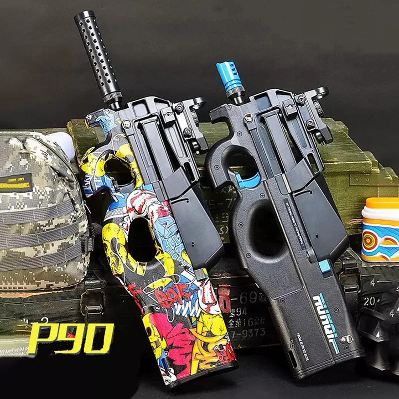 P90ของเล่นปืนอาวุธน้ำ Blaster Bullet ปืนกลางแจ้งกิจกรรม CS เกมไฟฟ้าปืน ...