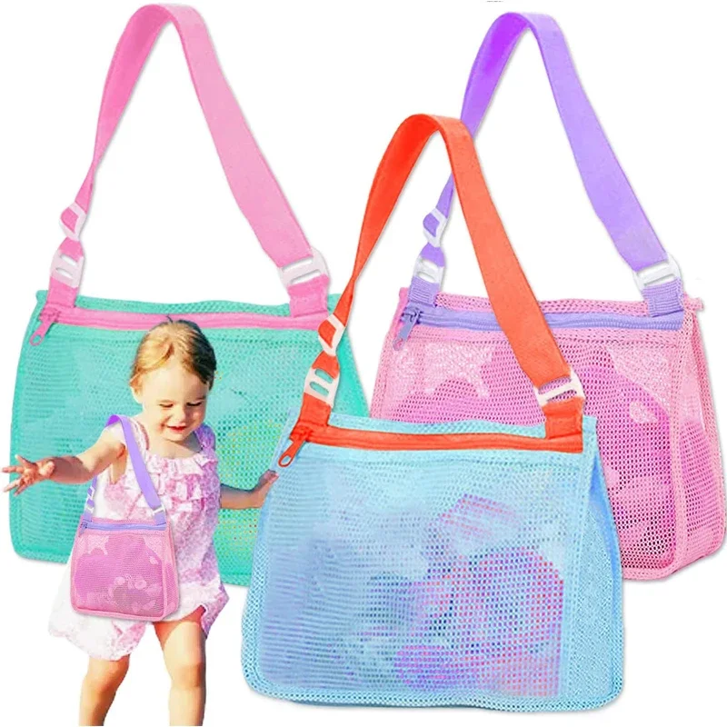 Multicolor-Children-Beach-Mesh-Toys-Shell-Storage-Bag-Travel-Protable ...