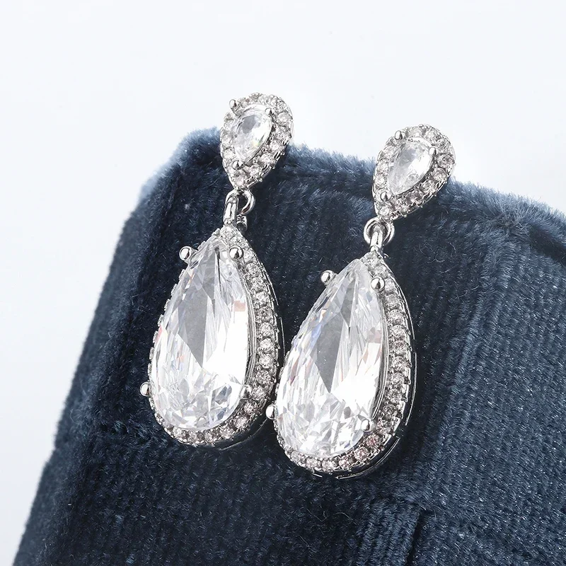 Fashionable-925-Silver-Earrings-for-Women-Stylish-Shiny-Zircon-Water ...