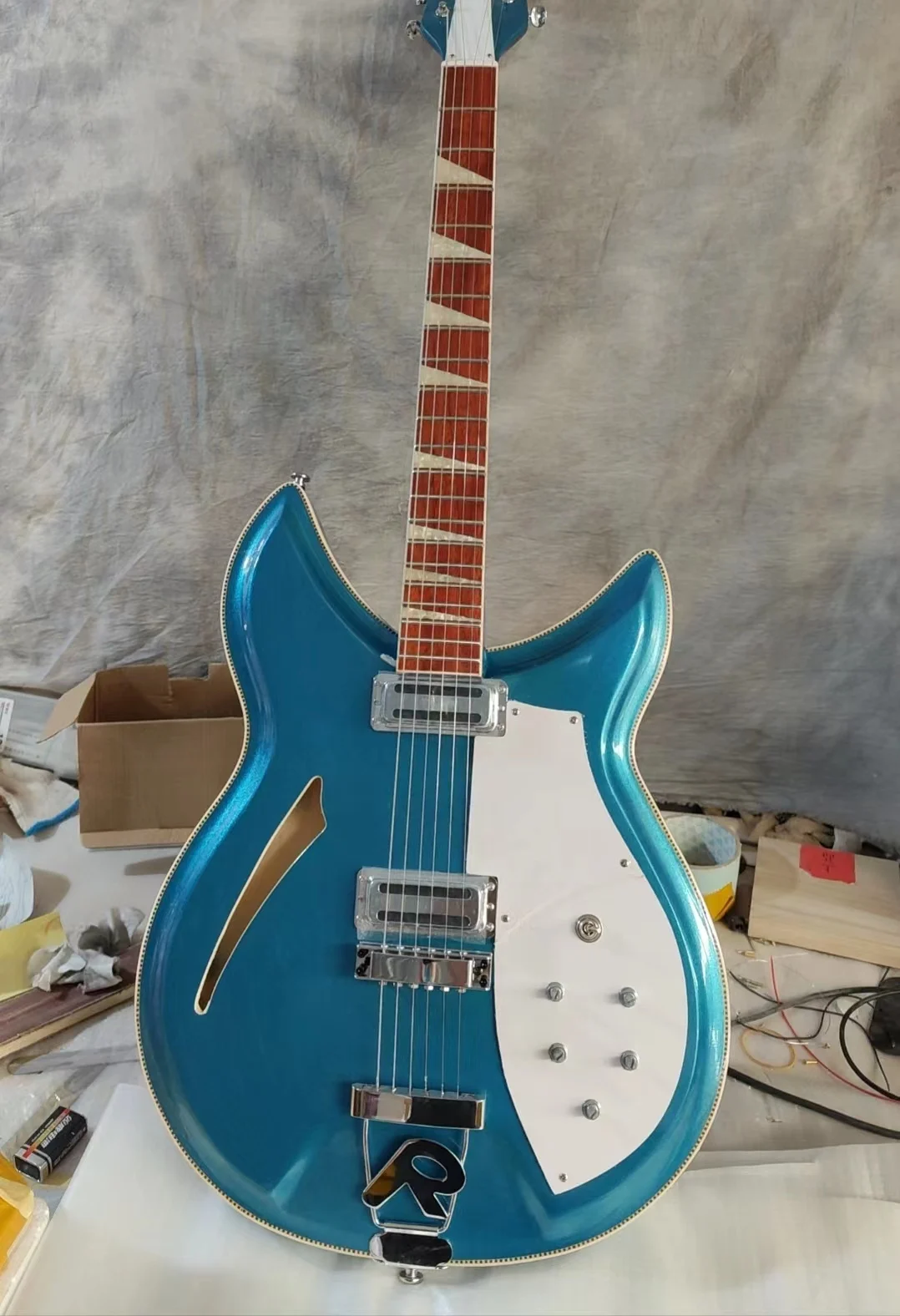 Ome Electric Guitar Finish Blue Chrome Hardware