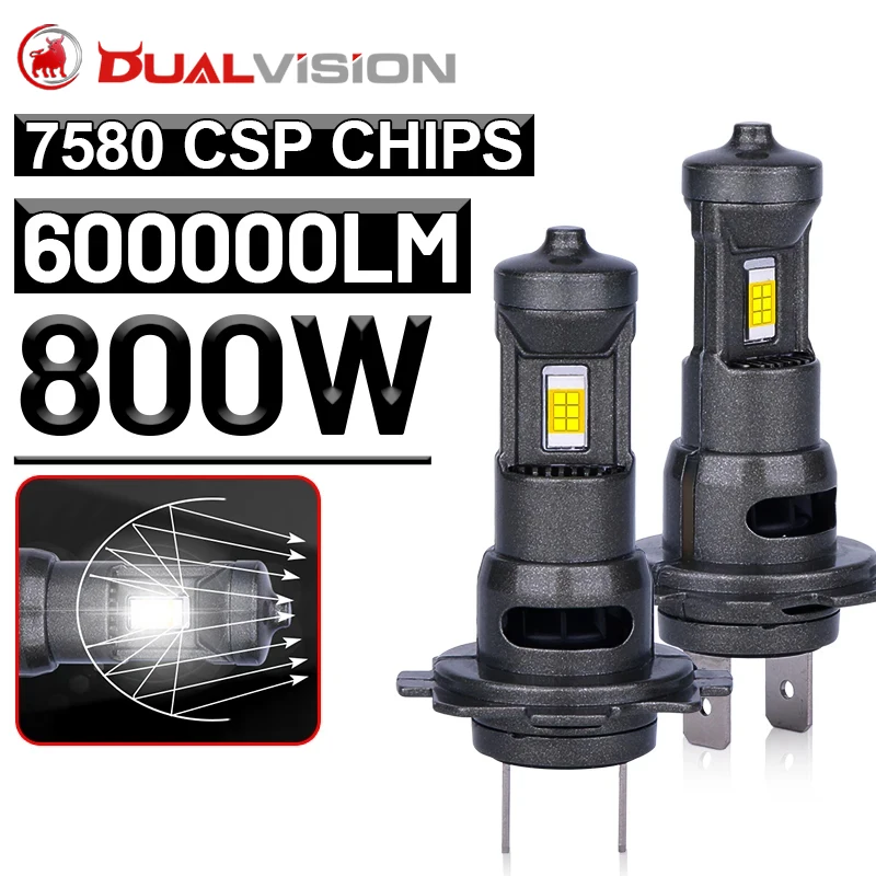 Dualvision-LED-H7-Headlights-800W-600000LM-2PCS-Car-Light-7580-CSP-Chip ...