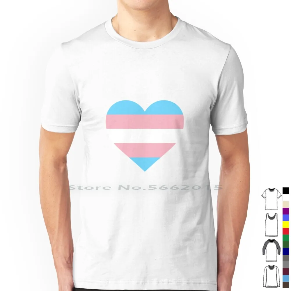 Trans-Pride-Flag-Heart-Shape-T-Shirt-100-Cotton-Lgbt-Pride-Flag-Trans ...