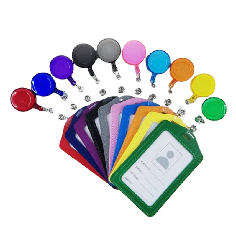 PU-Leather-ID-Tag-Clips-Working-Permit-Case-Name-Badge-Holder-Pass-Bus ...